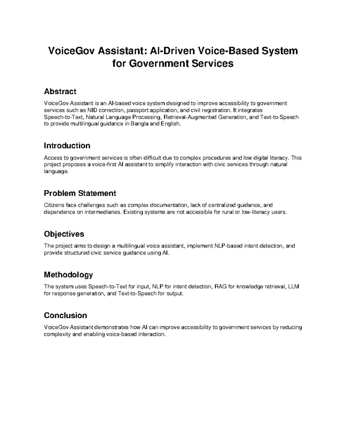 VoiceGov Assistant: IEEE Project Proposal for AI in Gov Services - Studocu