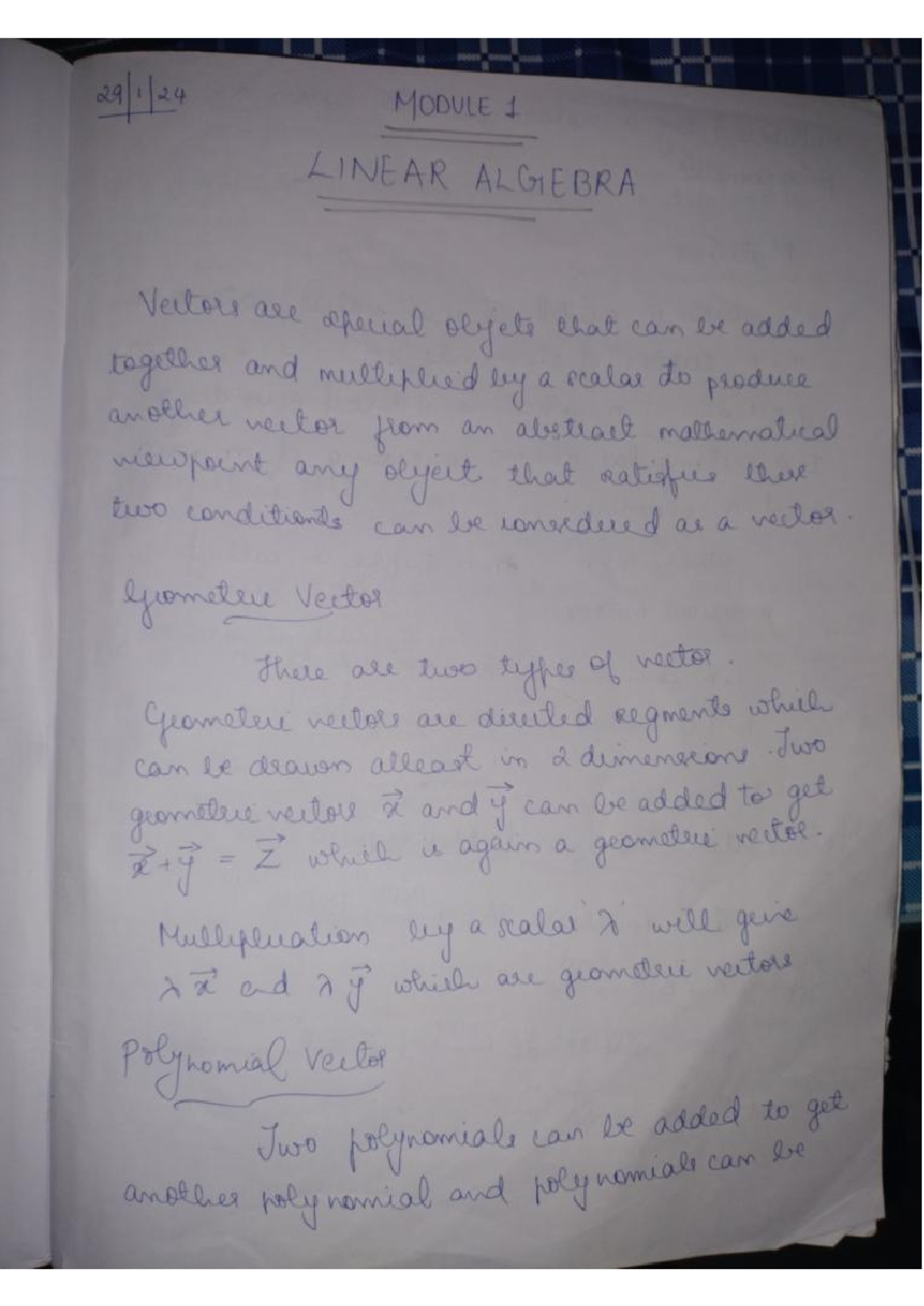 Maths Mod 1 - Linear Algebra Notes on Vectors and Matrices - Studocu