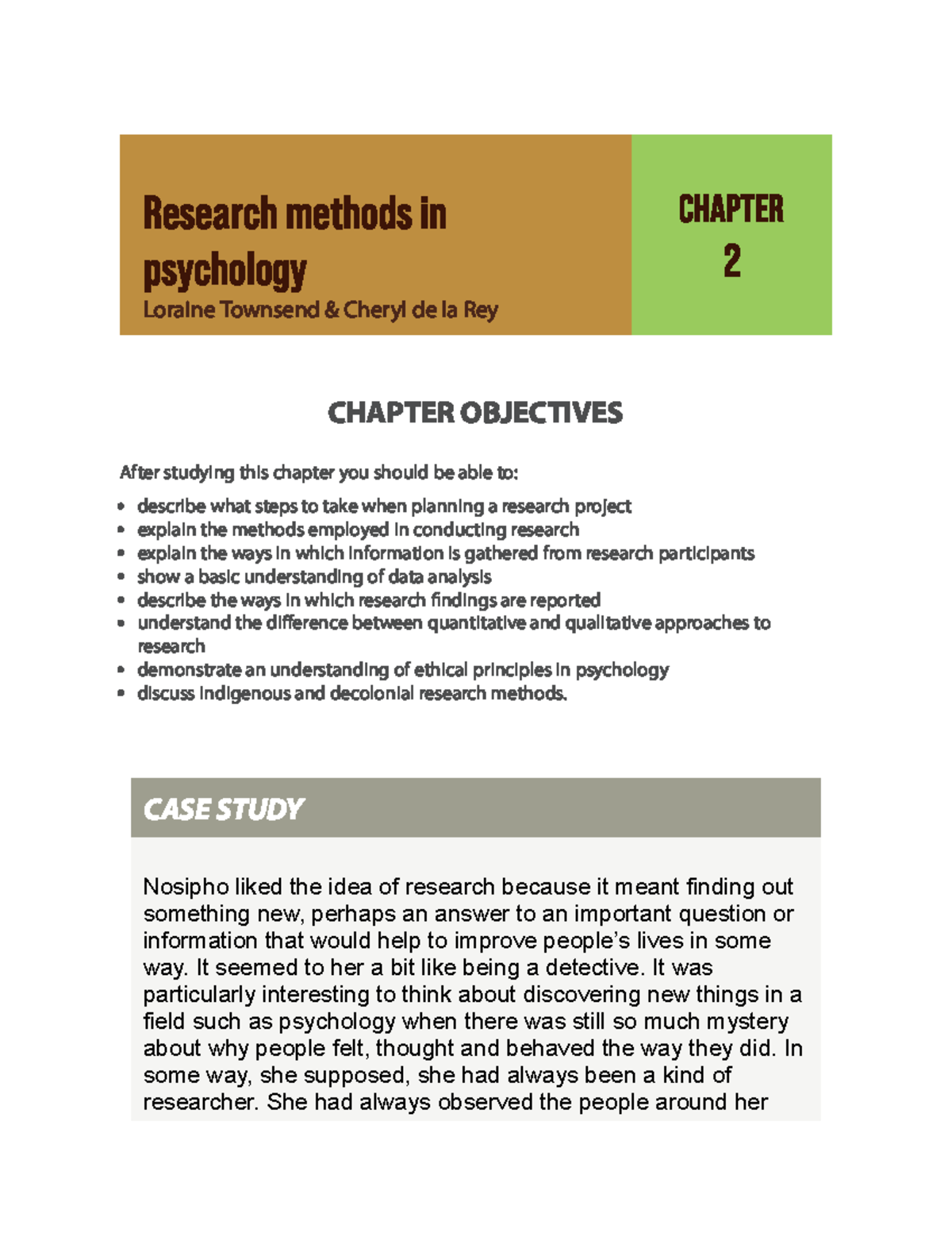 Research Methods in Psychology (PSY 101) - Chapter 2 Overview - Studocu