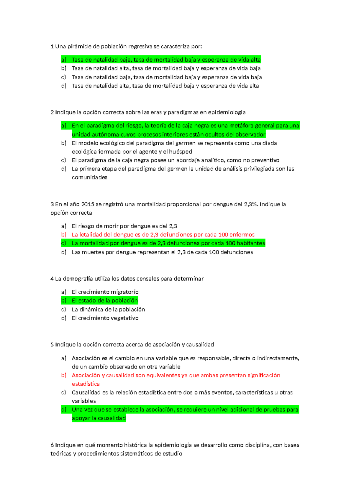 Primer Parcial de epidemio - 1 Una pirámide de población regresiva se ...