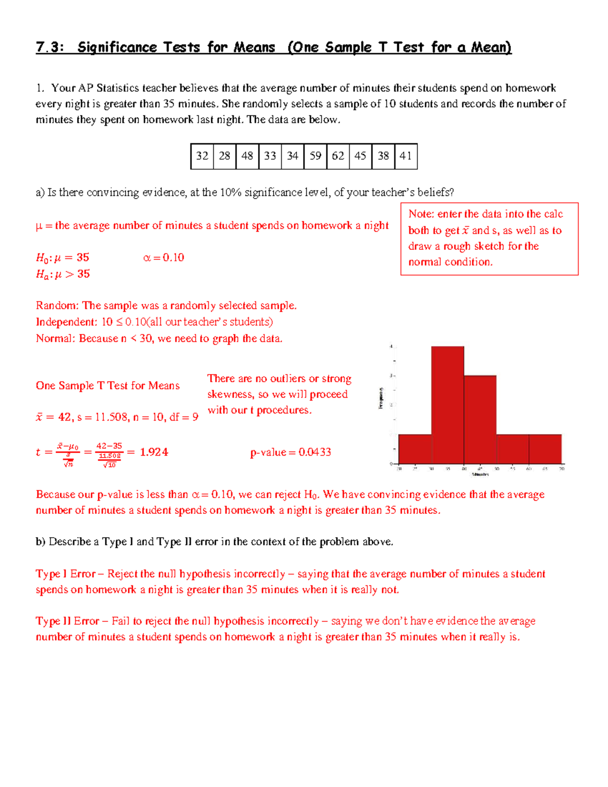 AP Statistics (Significance Tests): One Sample T & Z Tests Overview ...