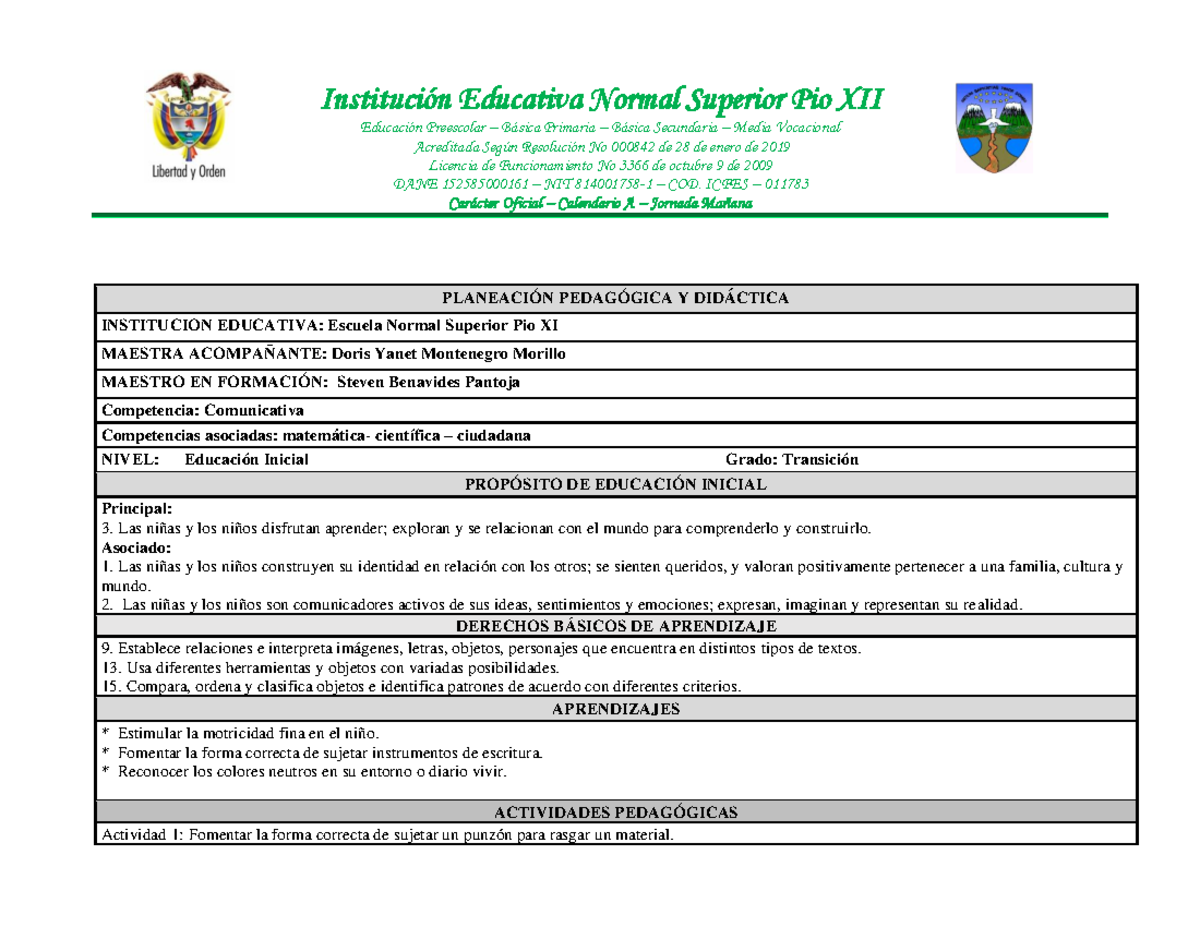 Planeación Aprendizaje Asignado - Institución Educativa Normal Superior ...