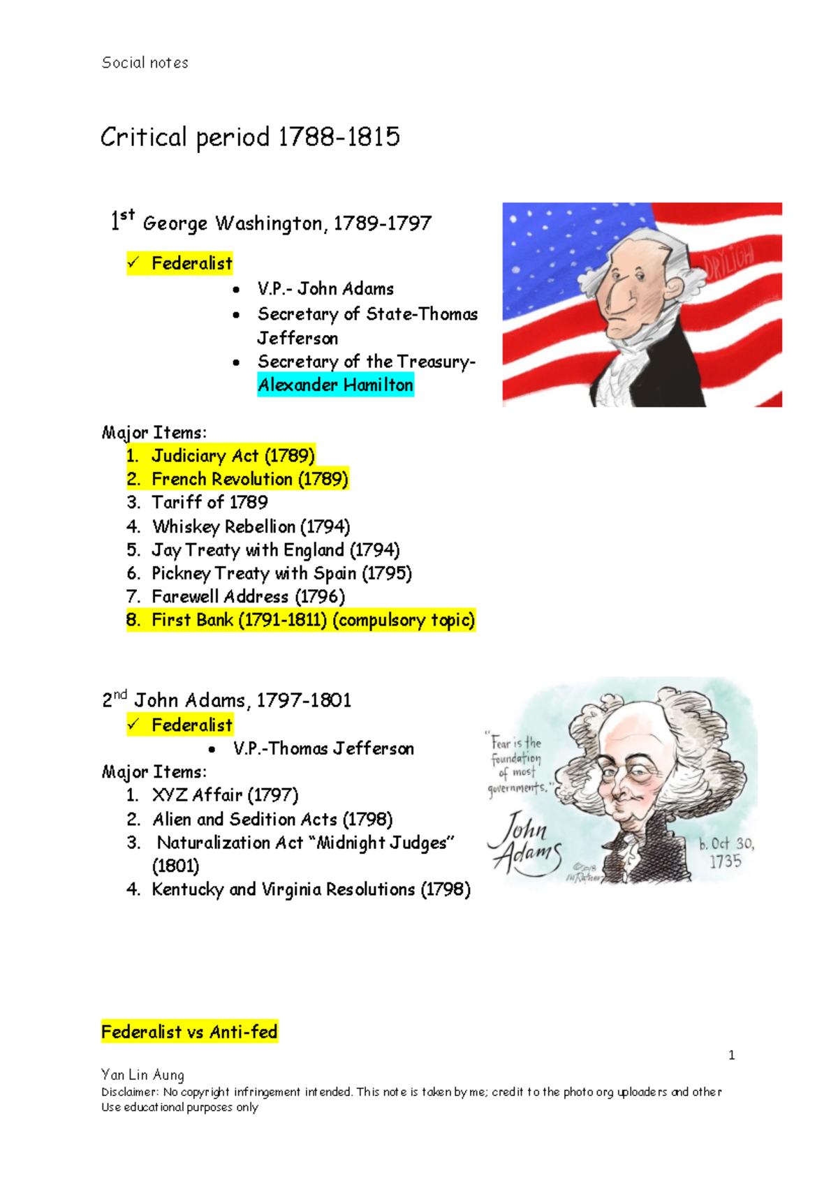 US History Overview: Critical Events from 1788 to 1815 - Notes - Studocu
