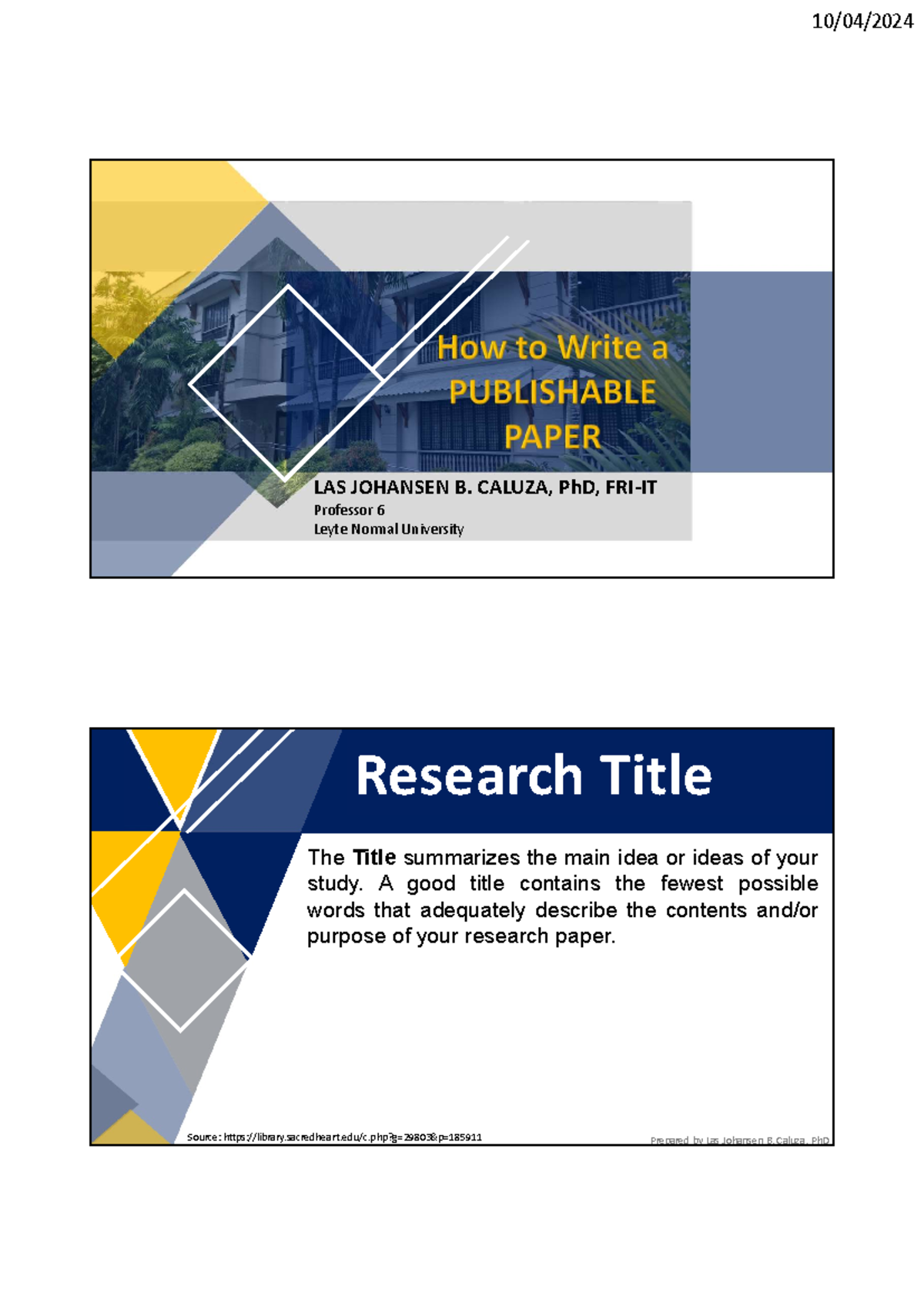 How to Write a Publishable Research Paper - LAS 101 - Studocu