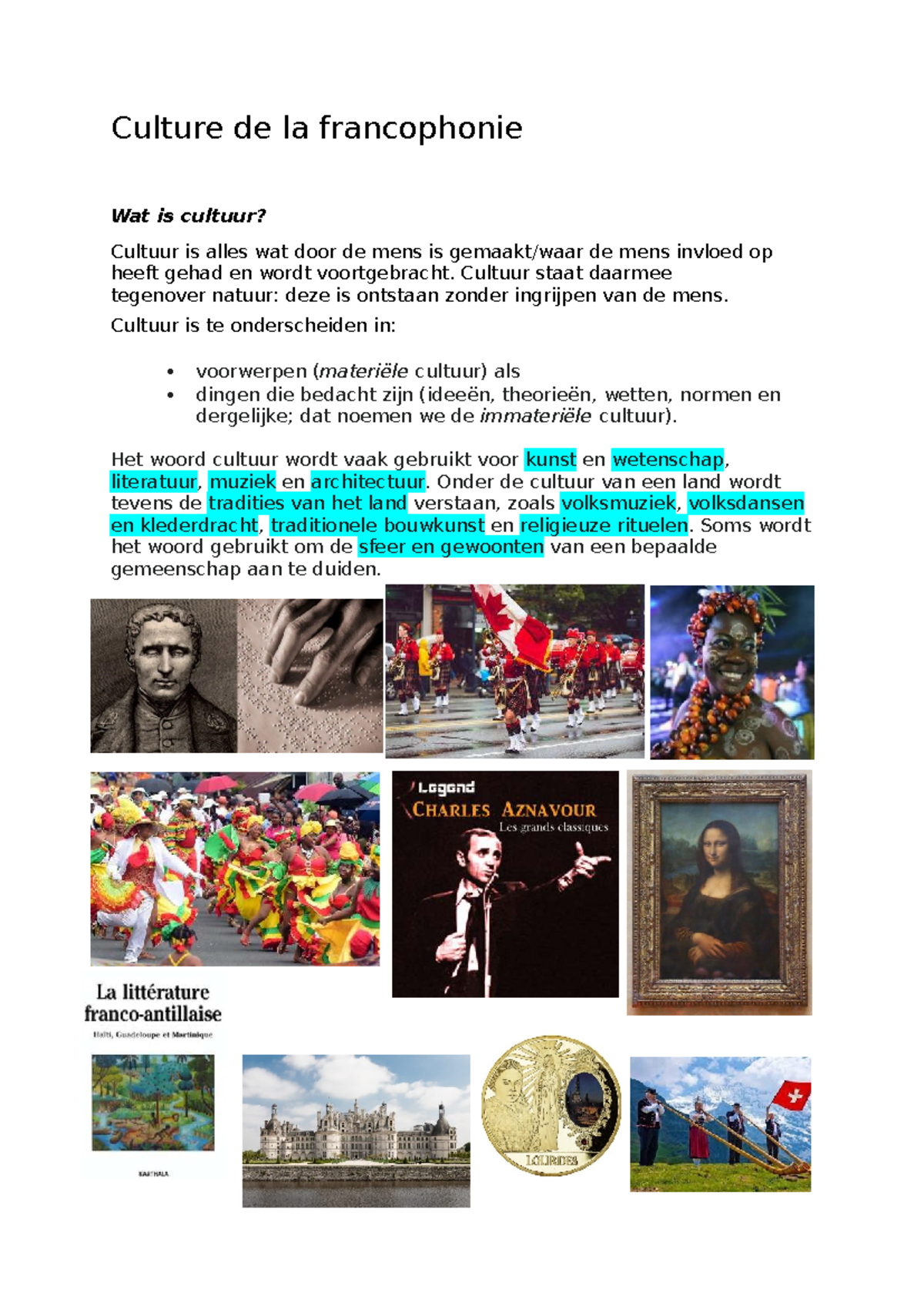 Culture de la francophonie: Cultuurwerkstuk Opdracht en Richtlijnen ...
