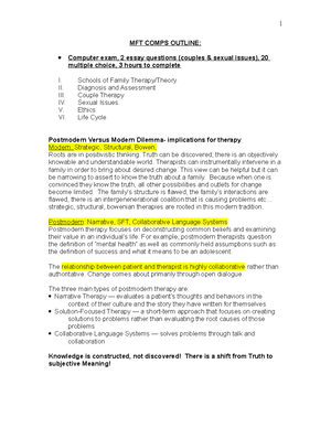Mft model charts - Major Marriage and Family Therapy Models Developed ...