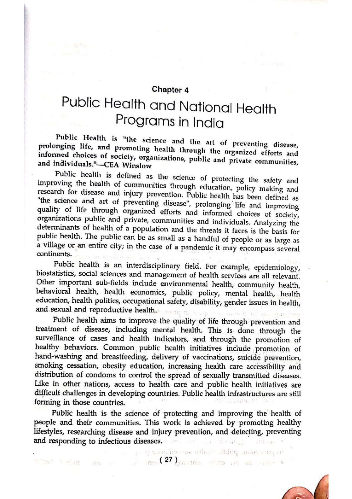 Chapter 4: Public Health and National Health Programs in India (PH 101) - Studocu