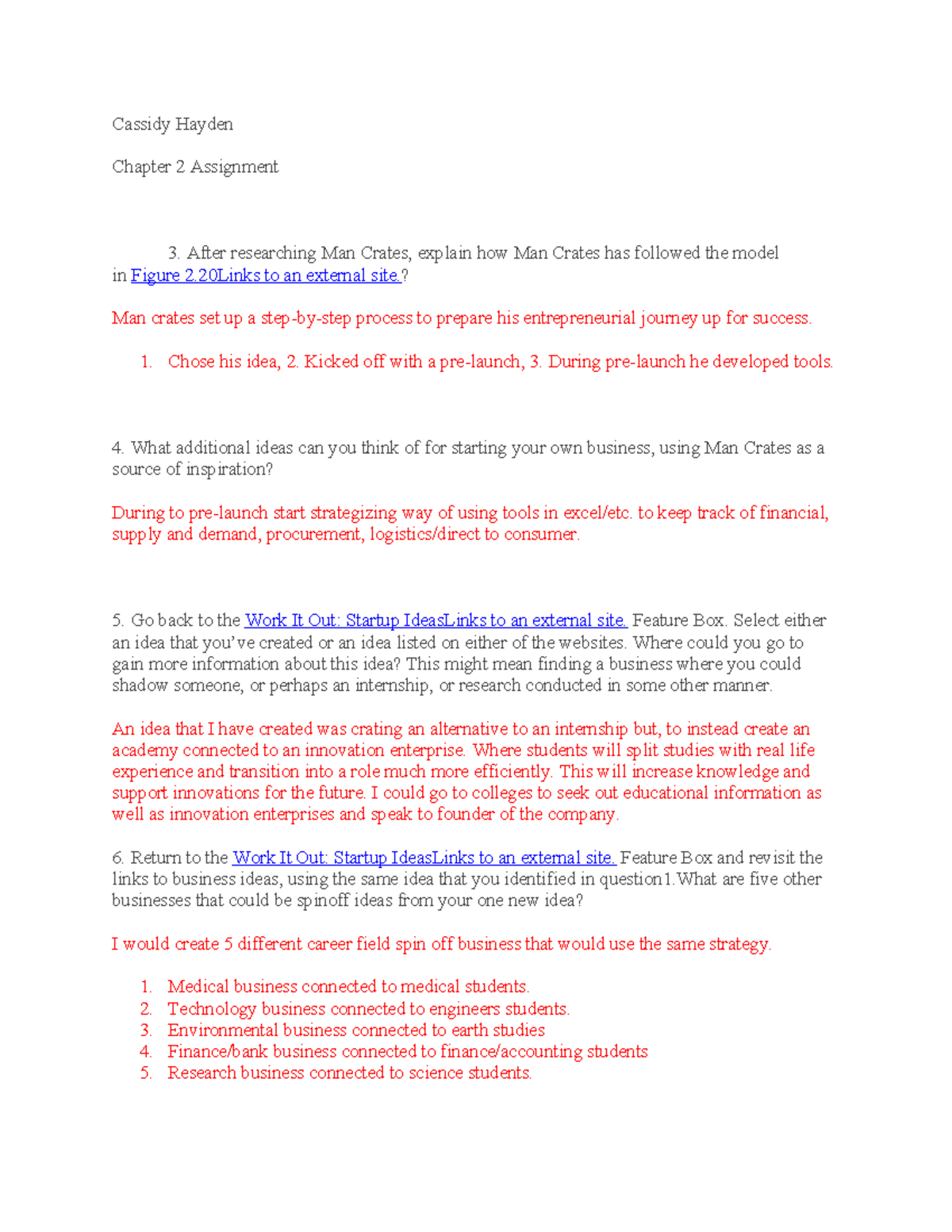 Chapter 2 Assignment Case Questions - Cassidy Hayden - Studocu