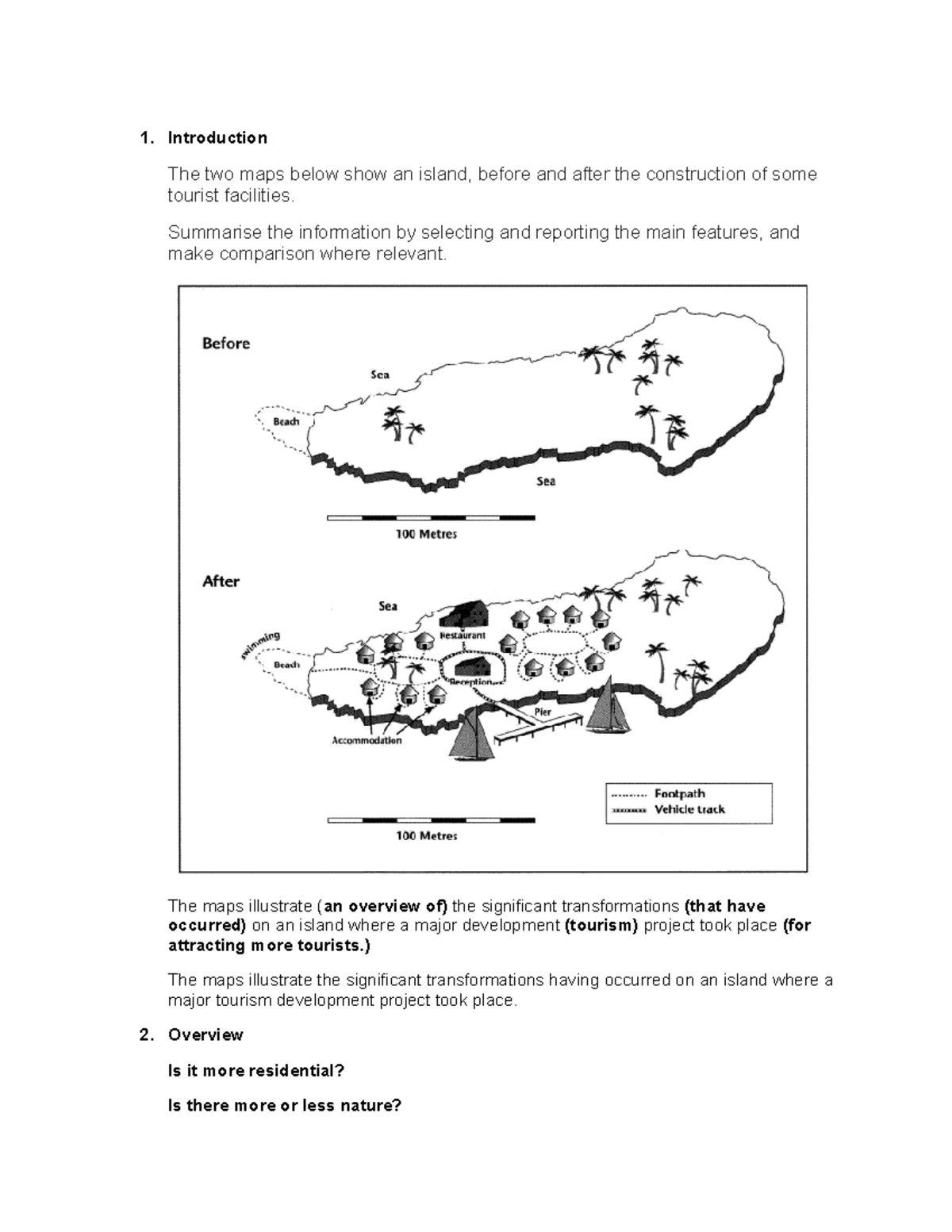 Writing task 1 map - Introduction The two maps below show an island ...