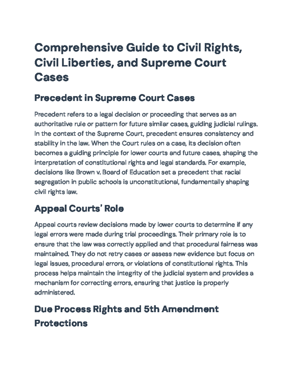 Comprehensive Overview of Civil Rights & Supreme Court Cases - Studocu