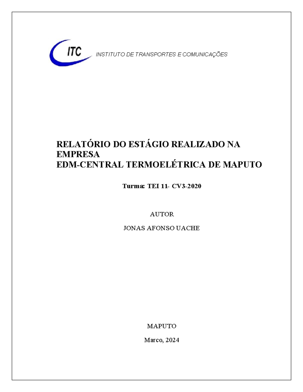 CV3 - Relatório de Estágio em Electricidade Industrial na EDM-MAPUTO ...
