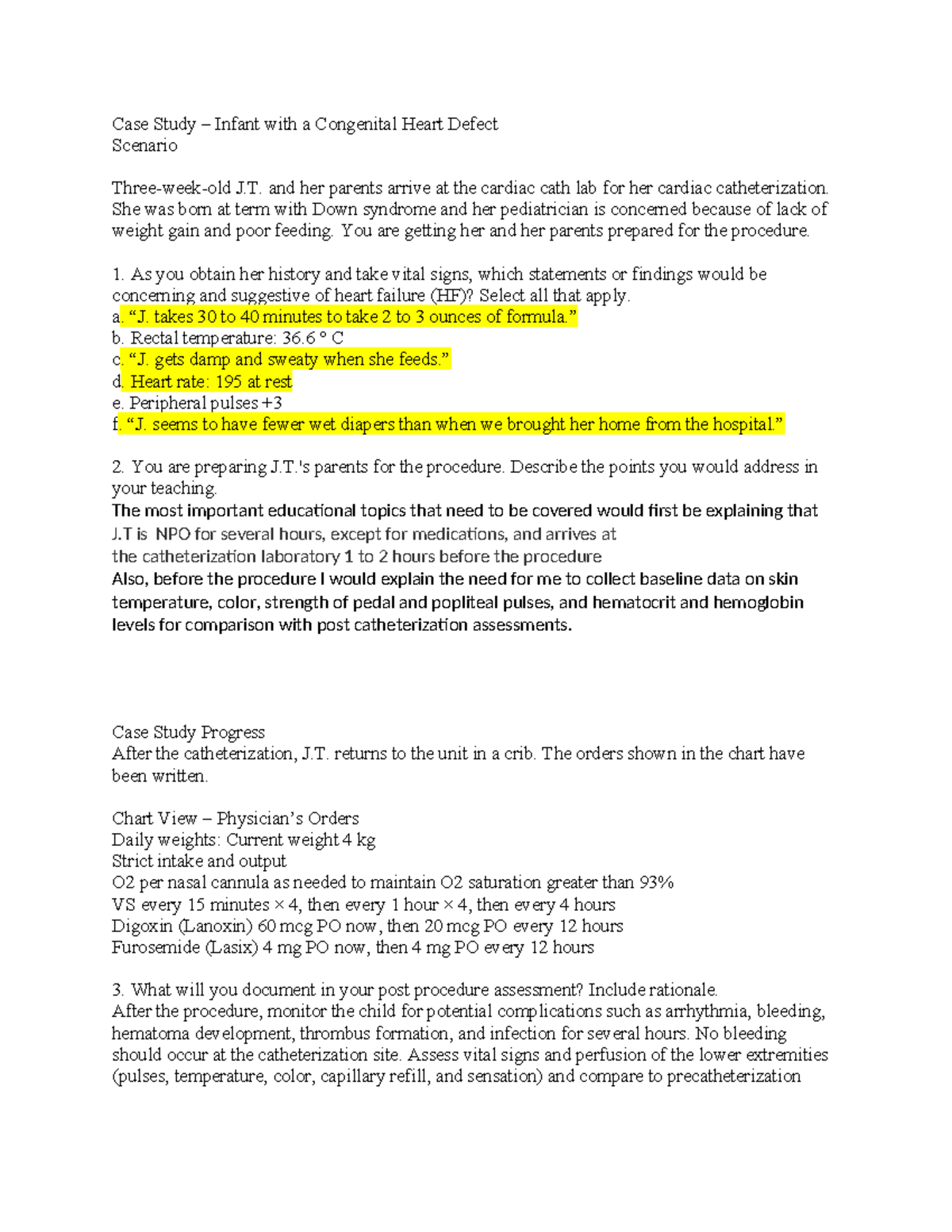 Case Study: Congenital Heart Defect in Infant J.T. - Cardiac ...