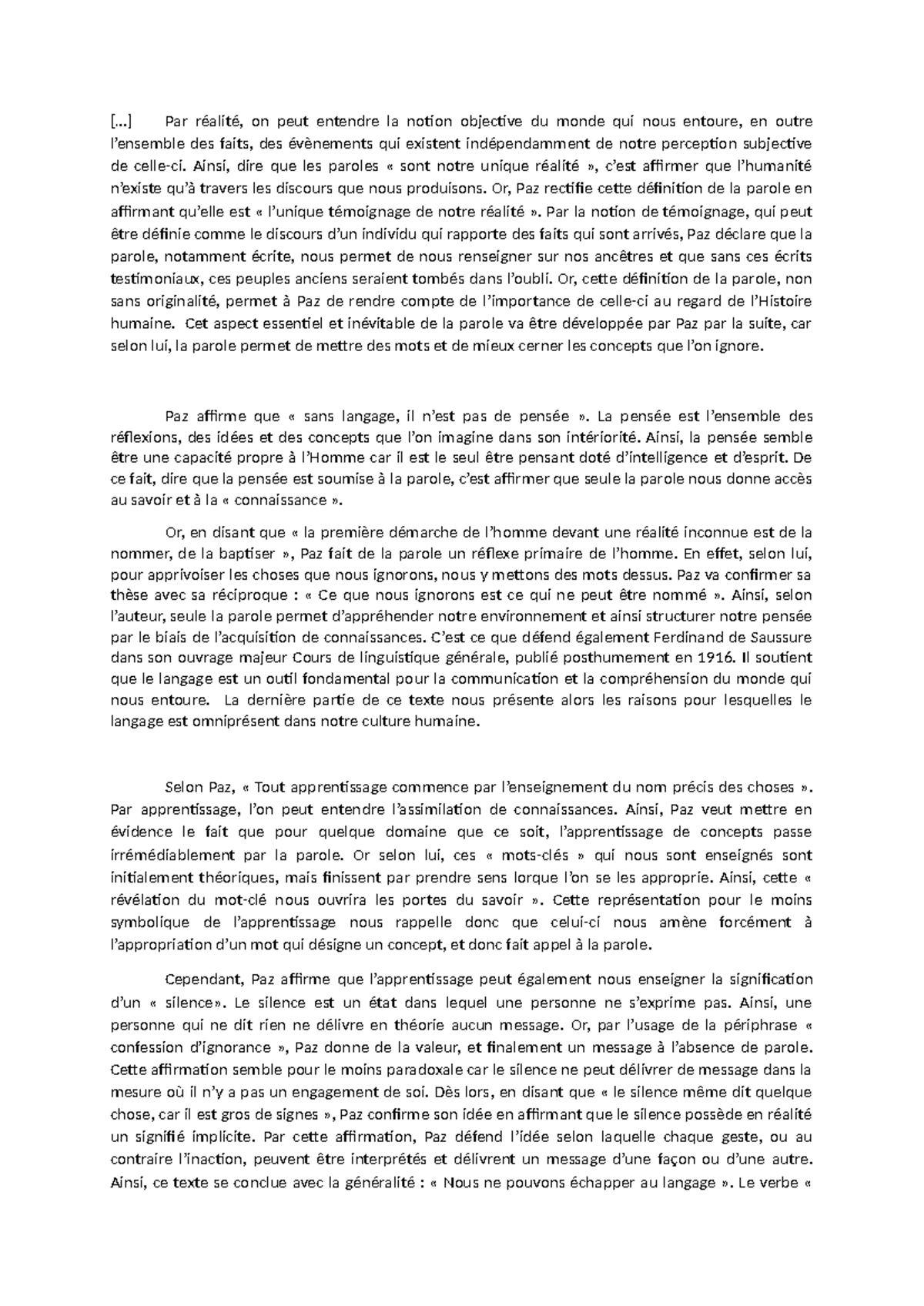 Quel rapport le langage entretient avec le savoir? - [...] Par réalité ...