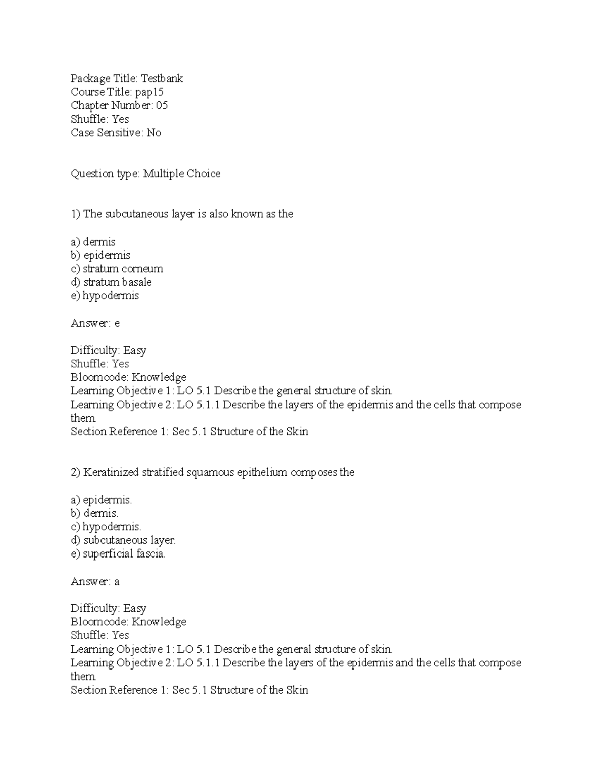 Chapter 5- practice material - Package Title: Testbank Course Title ...