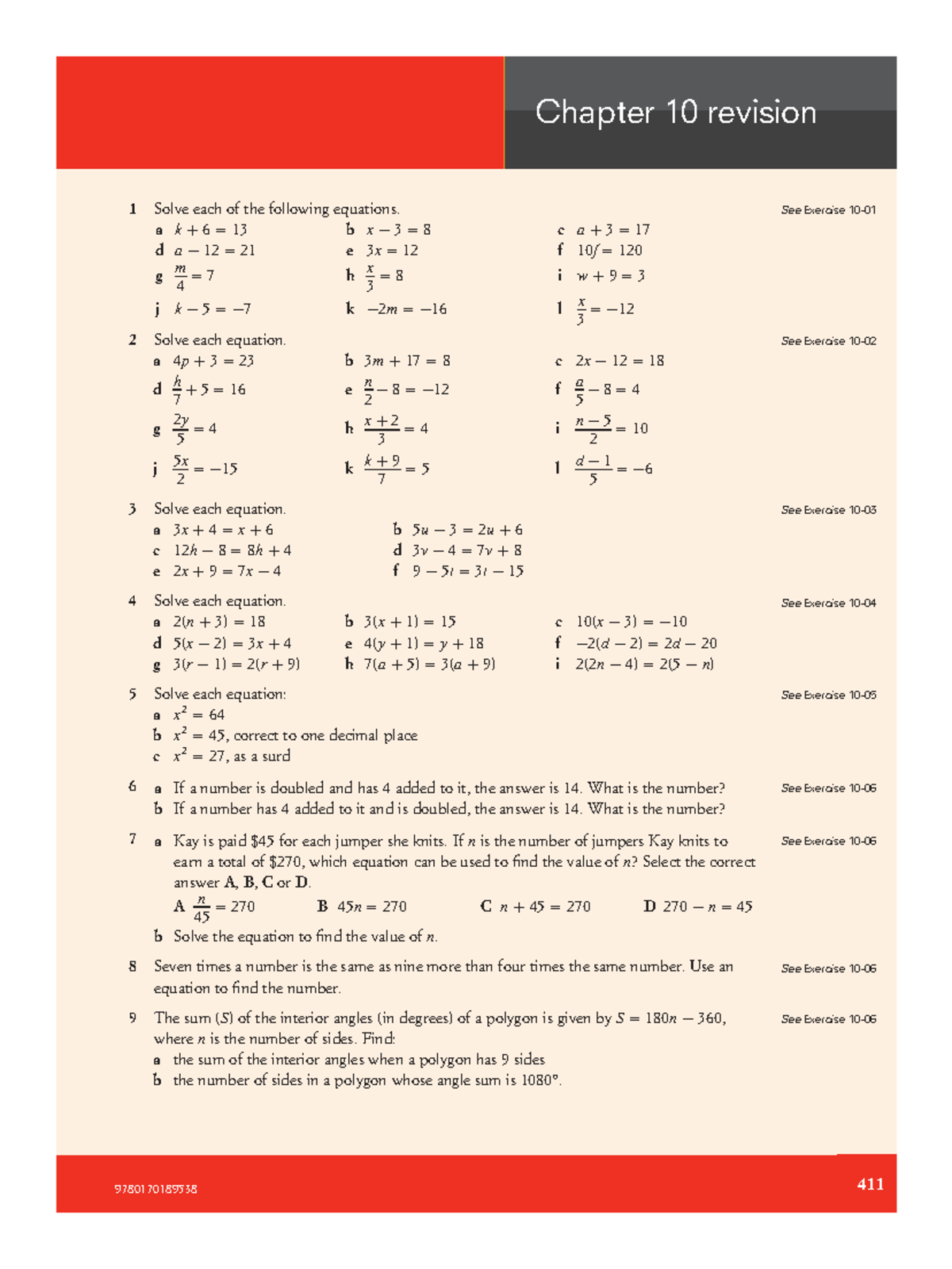 Y10 Eqn Review: Chapter 10 Revision on Solving Equations - Studocu