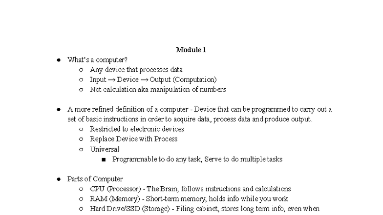 Computer Science Concepts & Computational Thinking - ITSC 101 Notes ...
