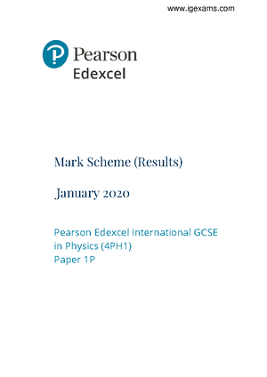 Jun 2020 MS - Paper 1P Edexcel Physics Igcse - Mark Scheme (Results ...