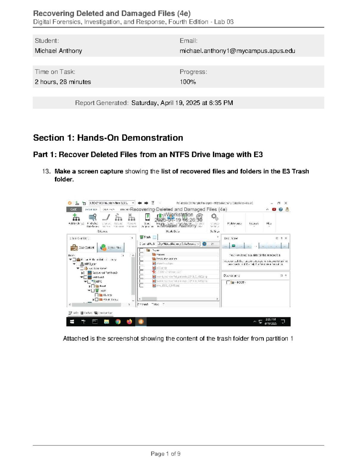 Digital Forensics Lab 03 Report by Michael Anthony - File Recovery ...
