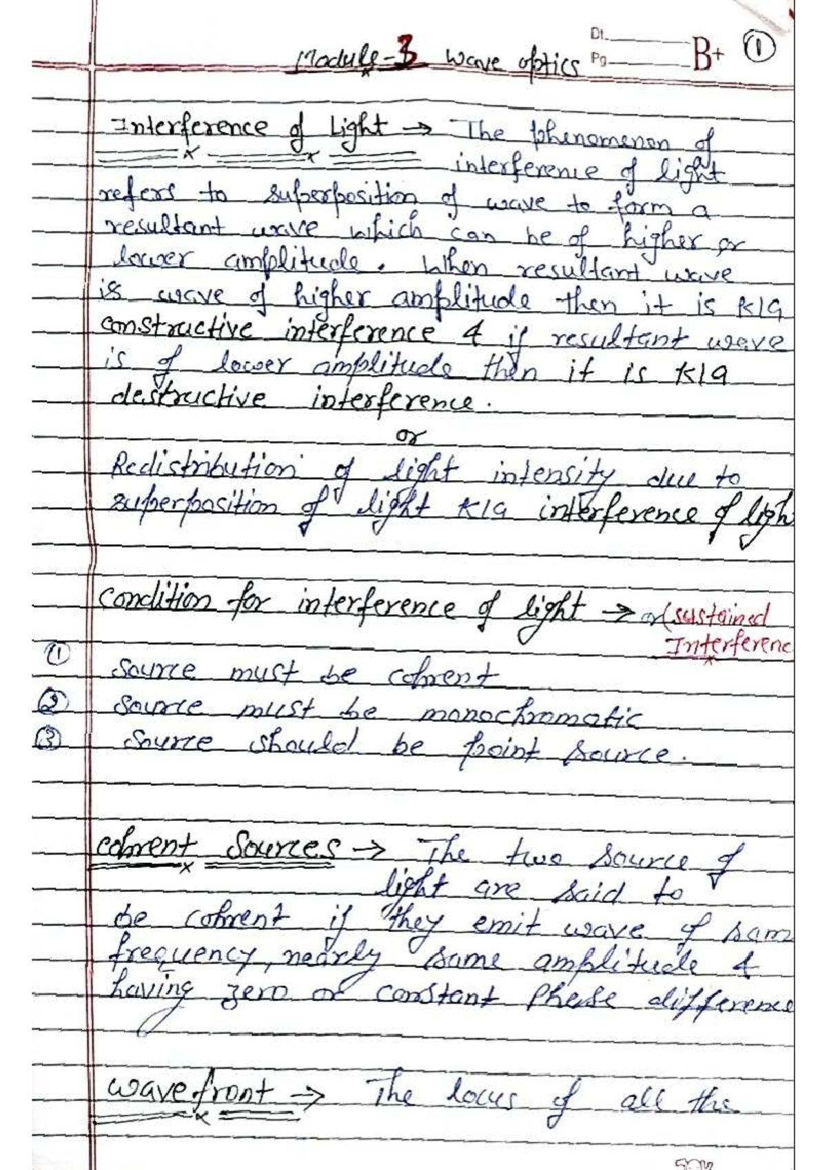 K19 Engineering Physics: Wave Optics Interference Notes - Studocu