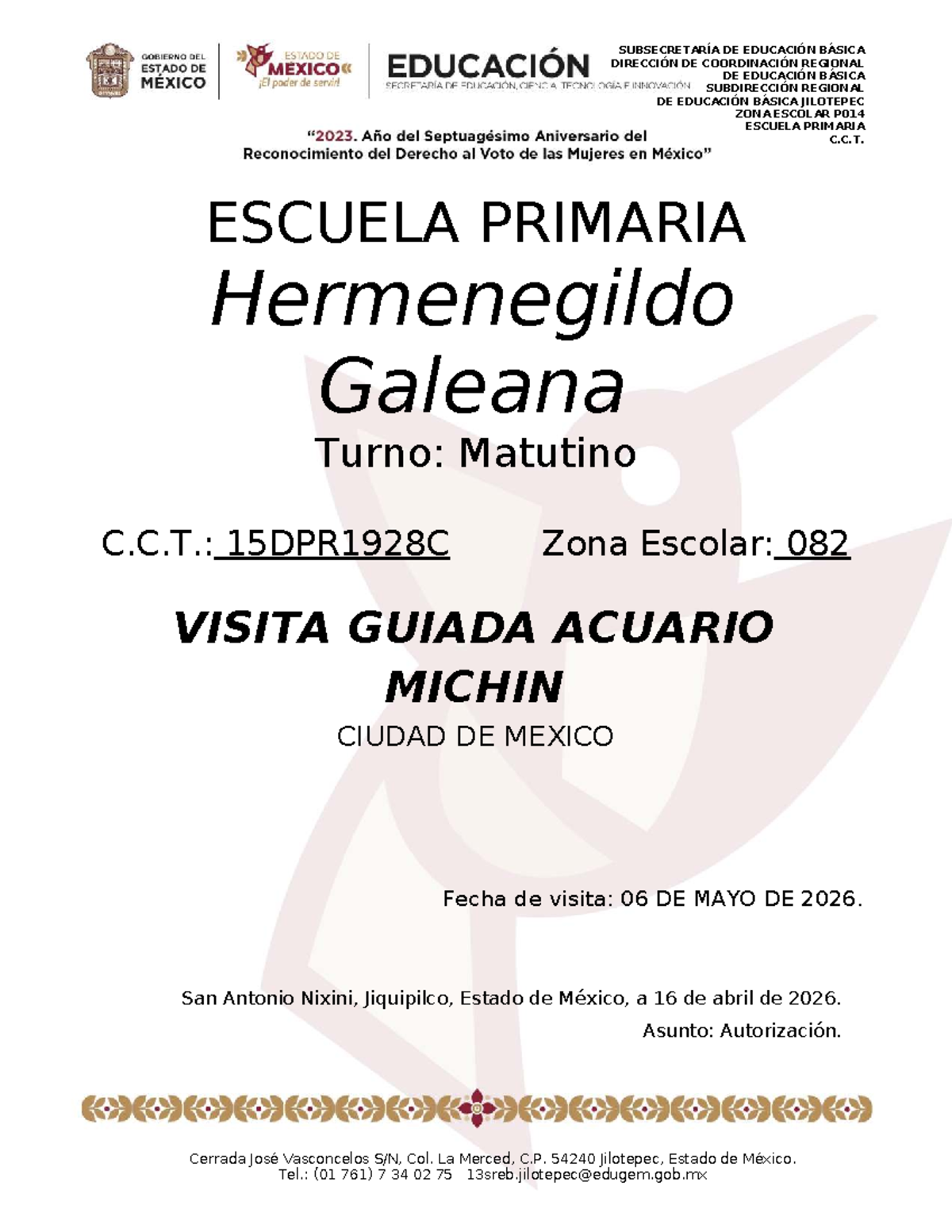 Proyecto de Visita Guiada al Acuario Michin - Primaria P014 - Studocu