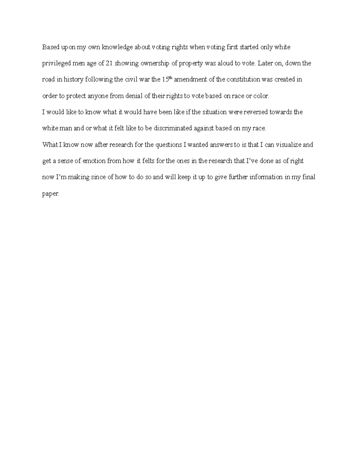 5 - Research on voting rights - Based upon my own knowledge about voting rights when voting ...