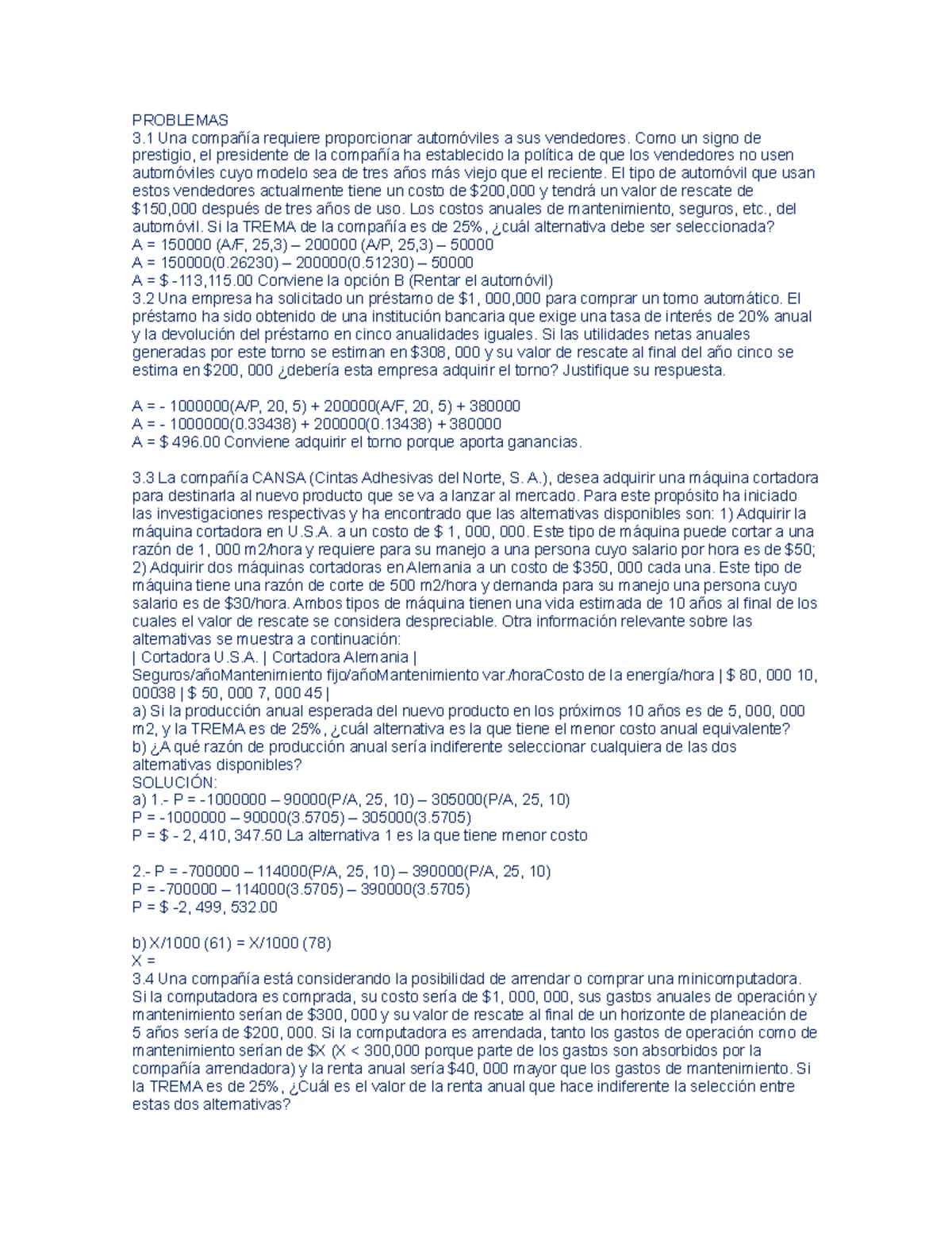 Ejercicios de Trema y Análisis Económico - Problemas Resueltos - Studocu