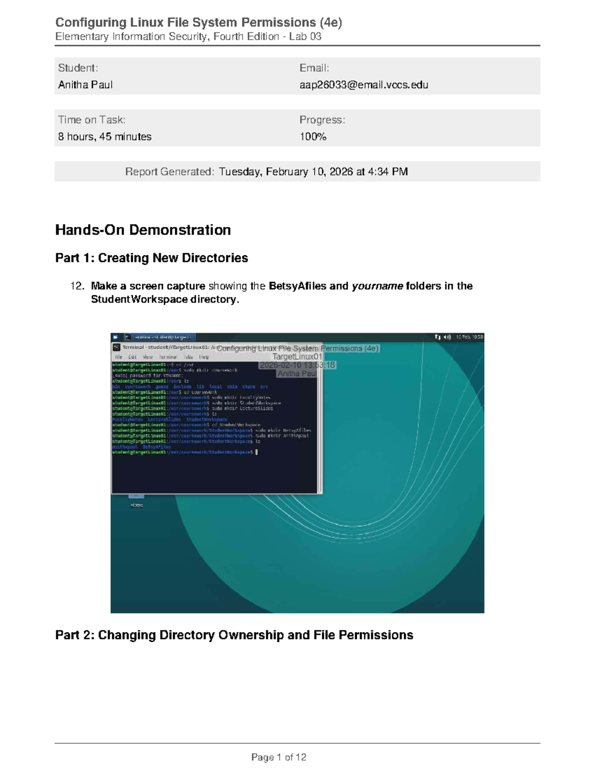 Lab 03: Configuring Linux File System Permissions (4e) - Anitha Paul ...