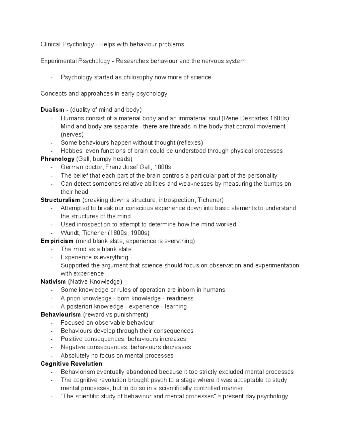 Psych Lecture - Module 1 - Clinical Psychology - Helps with behaviour ...
