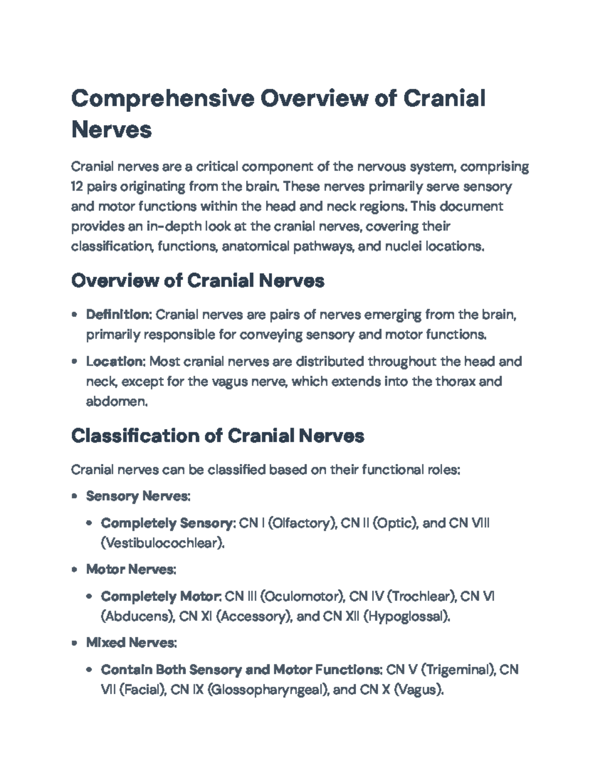 Comprehensive Overview of Cranial Nerves (BIO 101) - Neuroanatomy ...
