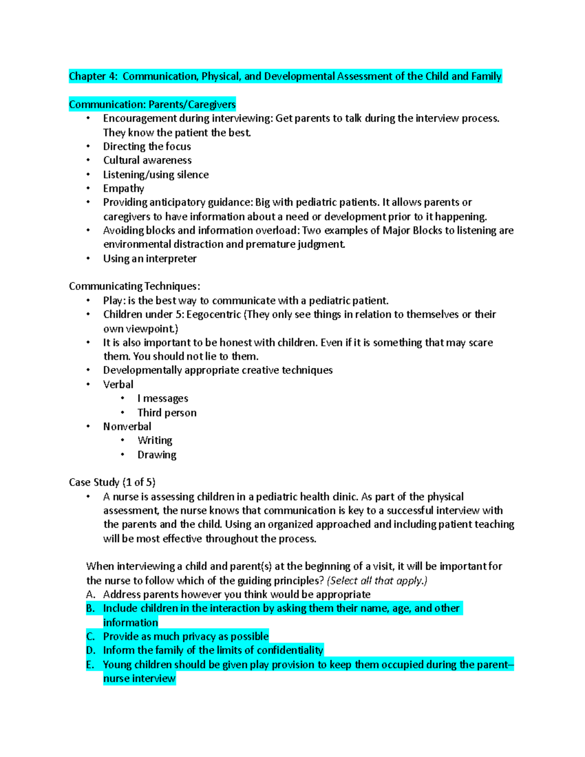Chapter 4 - Pediatric Communication & Assessment Notes - Studocu