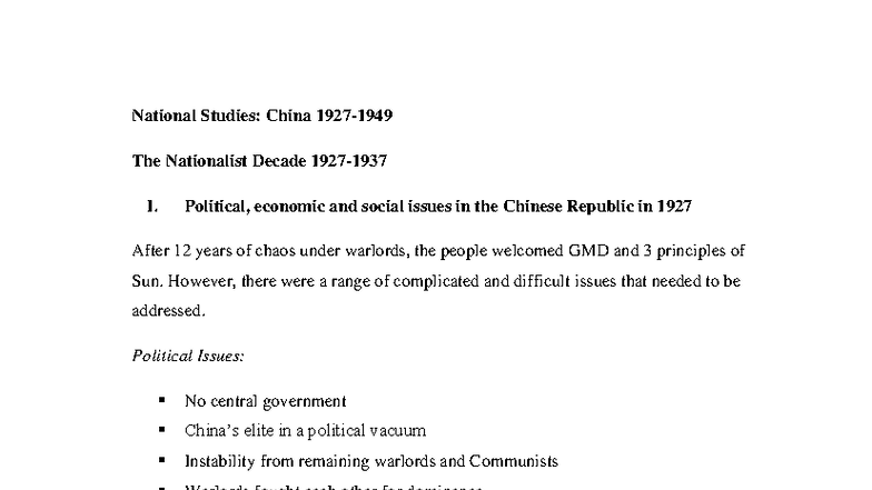 China National Studies: Political and Social Issues in the Nationalist ...