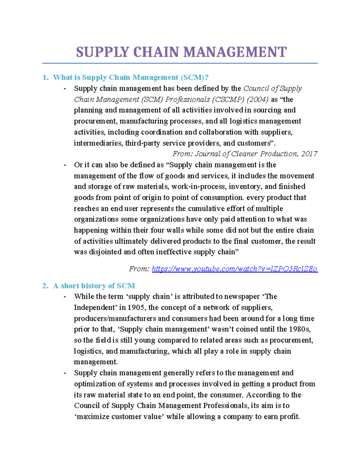 Supply Chain Management (SCM): Key Concepts and Evolution - Studocu