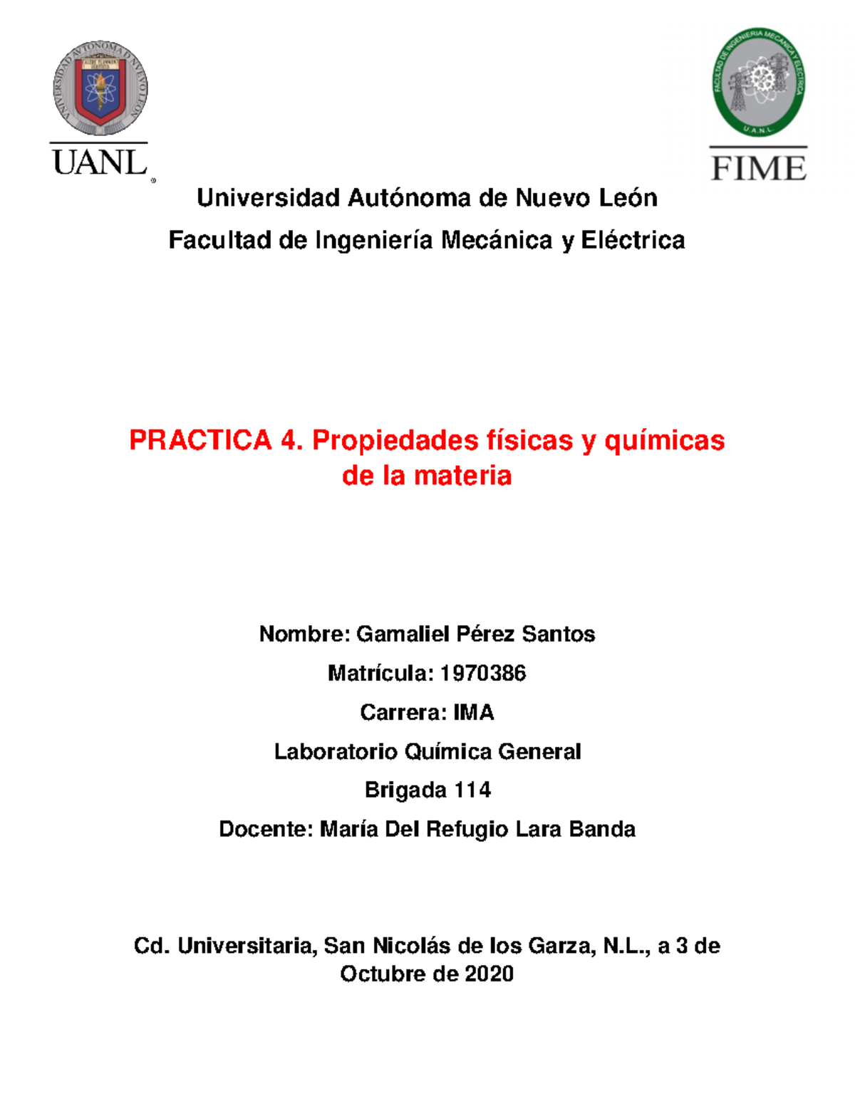 Practica 4. Propiedades físicas y químicas de la materia - Warning: TT: undefined function: 32 ...