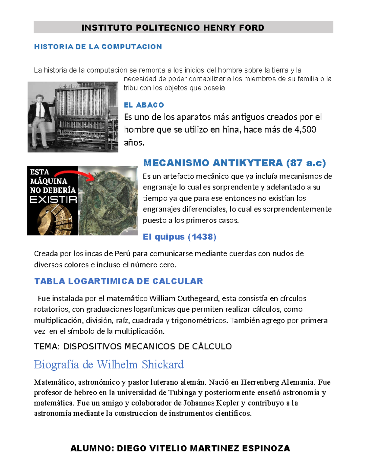 Historia de la Computación - INSTITUTO POLITECNICO HENRY FORD - Studocu