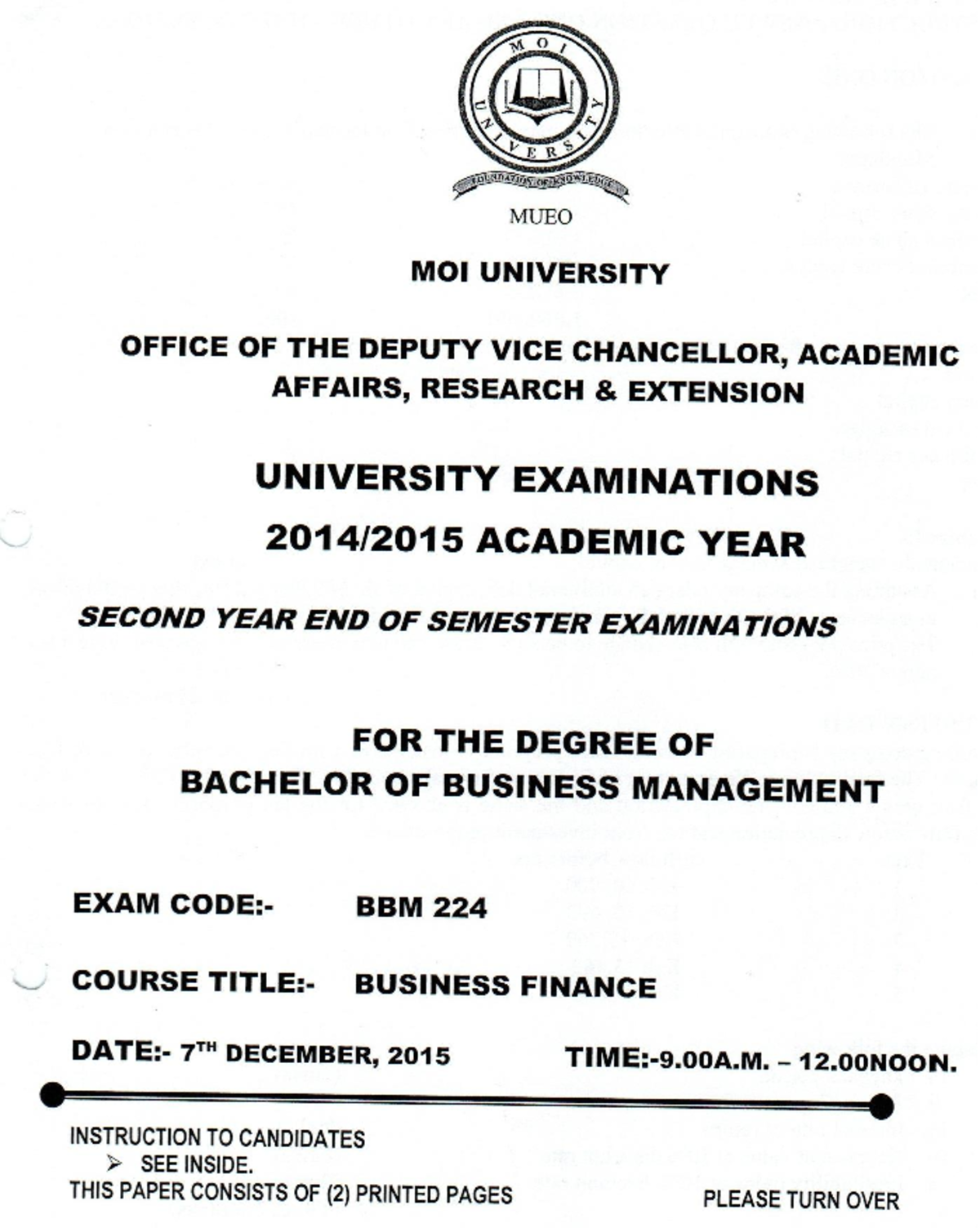 BBM 224 Final Exam Notes on Business Finance - Dec 7, 2015 - Studocu
