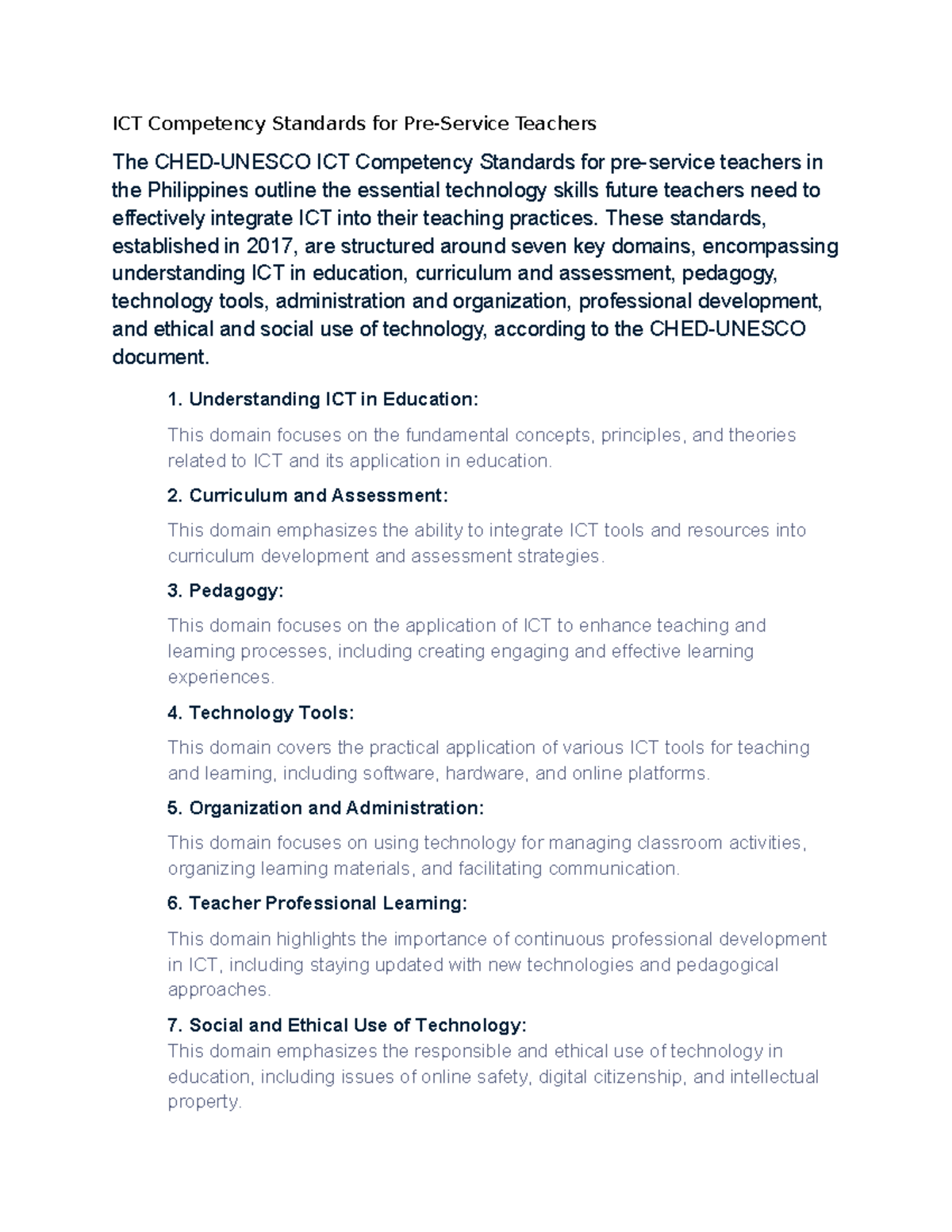 ICT Competency Standards for Teachers: Lecture 1 Overview - Studocu