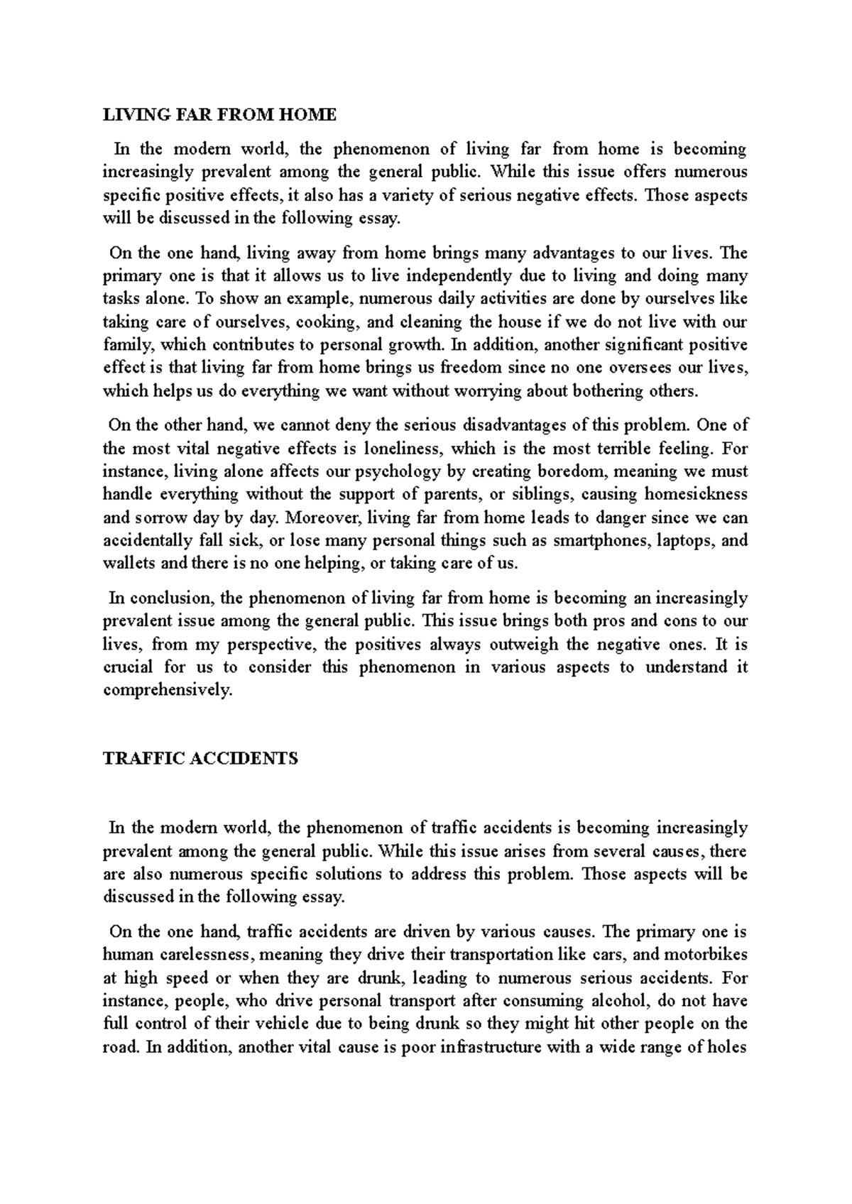 Homework: Anhduy - VSTEPP Essay on Living Far from Home and Its Effects ...