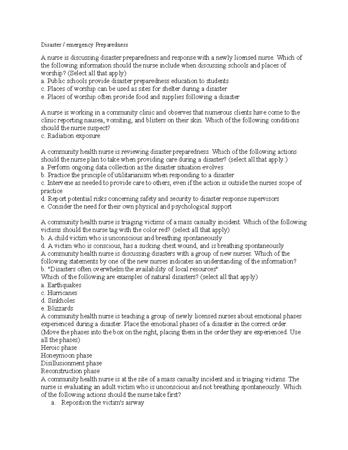 Disaster Preparedness: Key Info for Nursing Practice and Response - Studocu