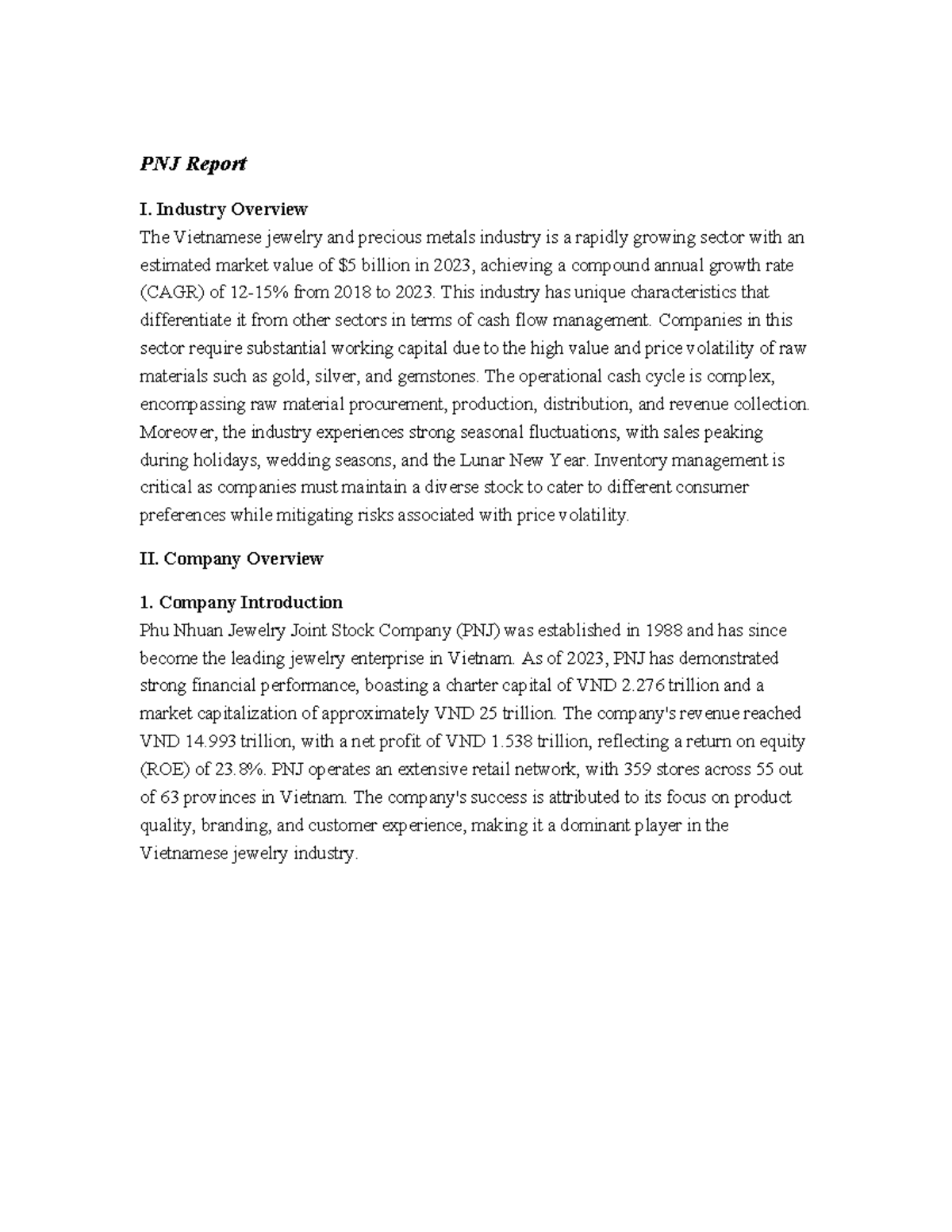 PNJ Report I: Overview of Vietnam's Jewelry Industry and PNJ's Success ...
