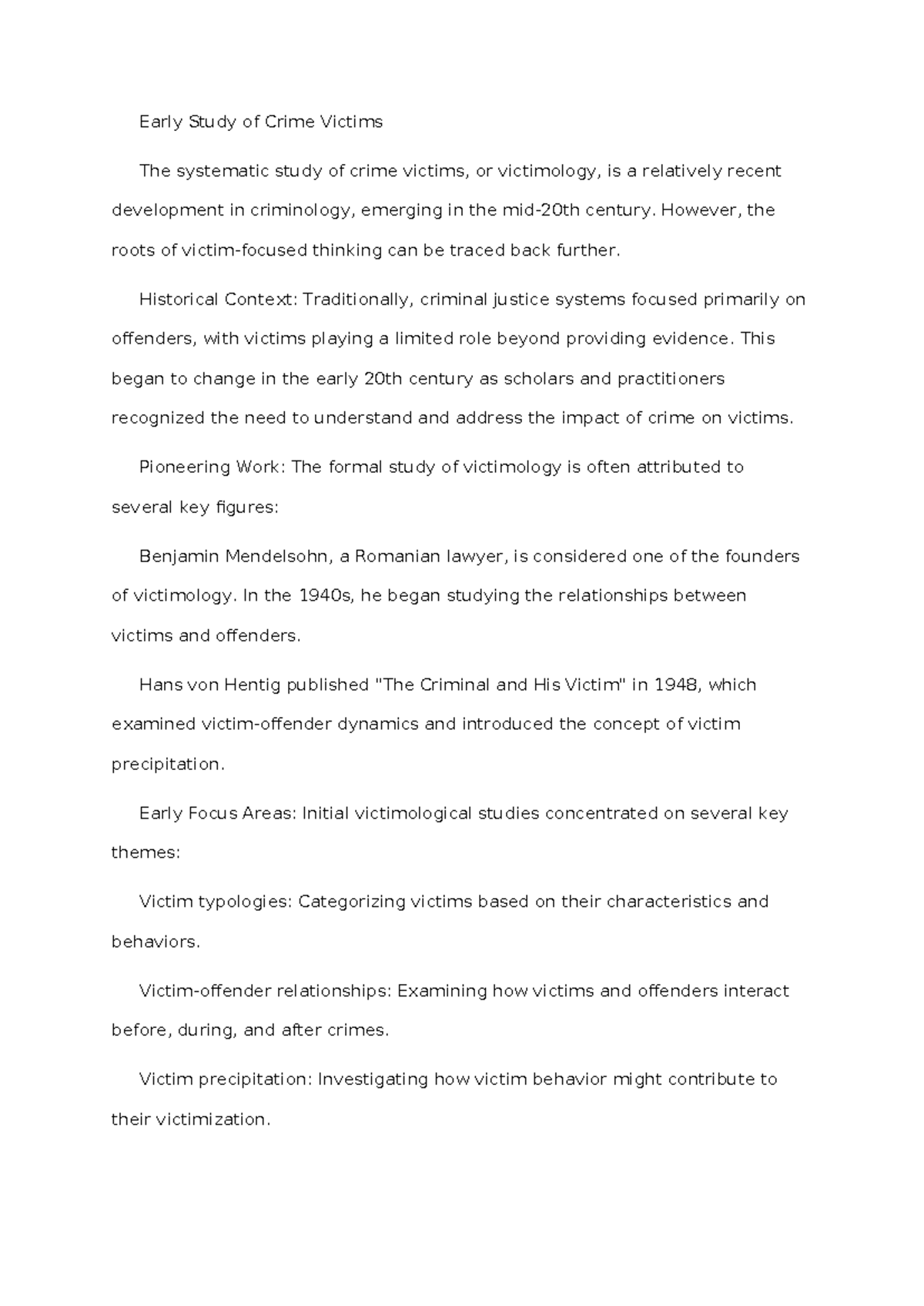 Victimology 101: Early Studies on Crime Victims and Emotional Impact ...