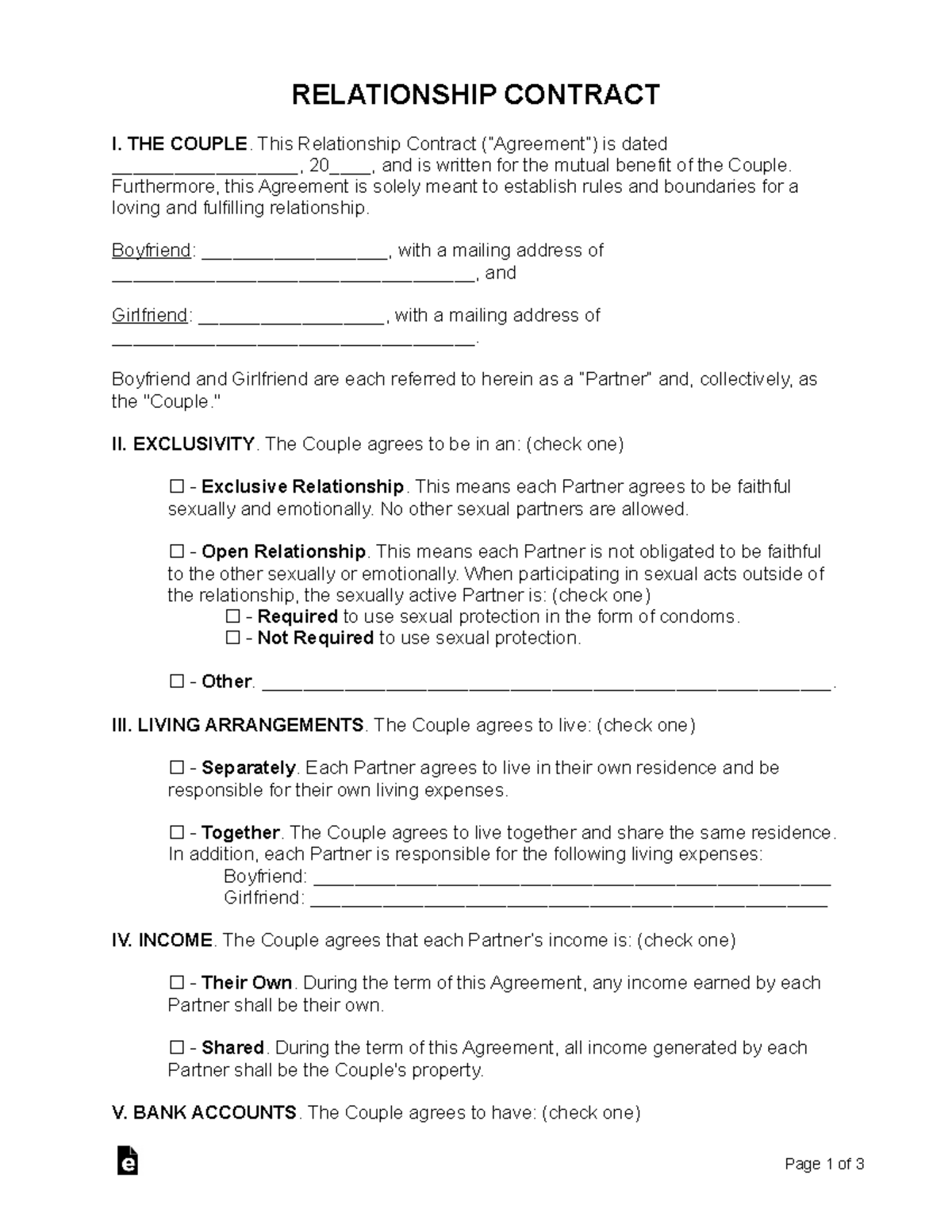 Relationship-Contract - RELATIONSHIP CONTRACT I. THE COUPLE. This ...