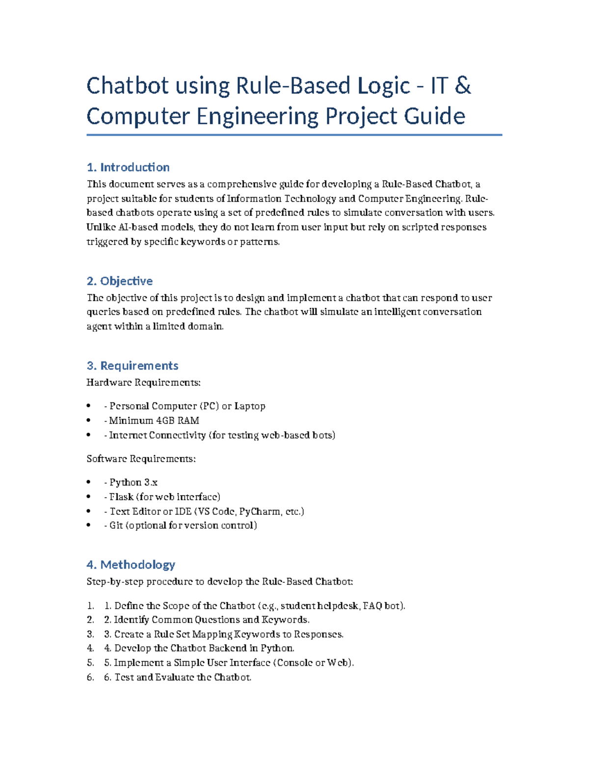 ITCE 101: Rule-Based Chatbot Project Development Guide - Studocu