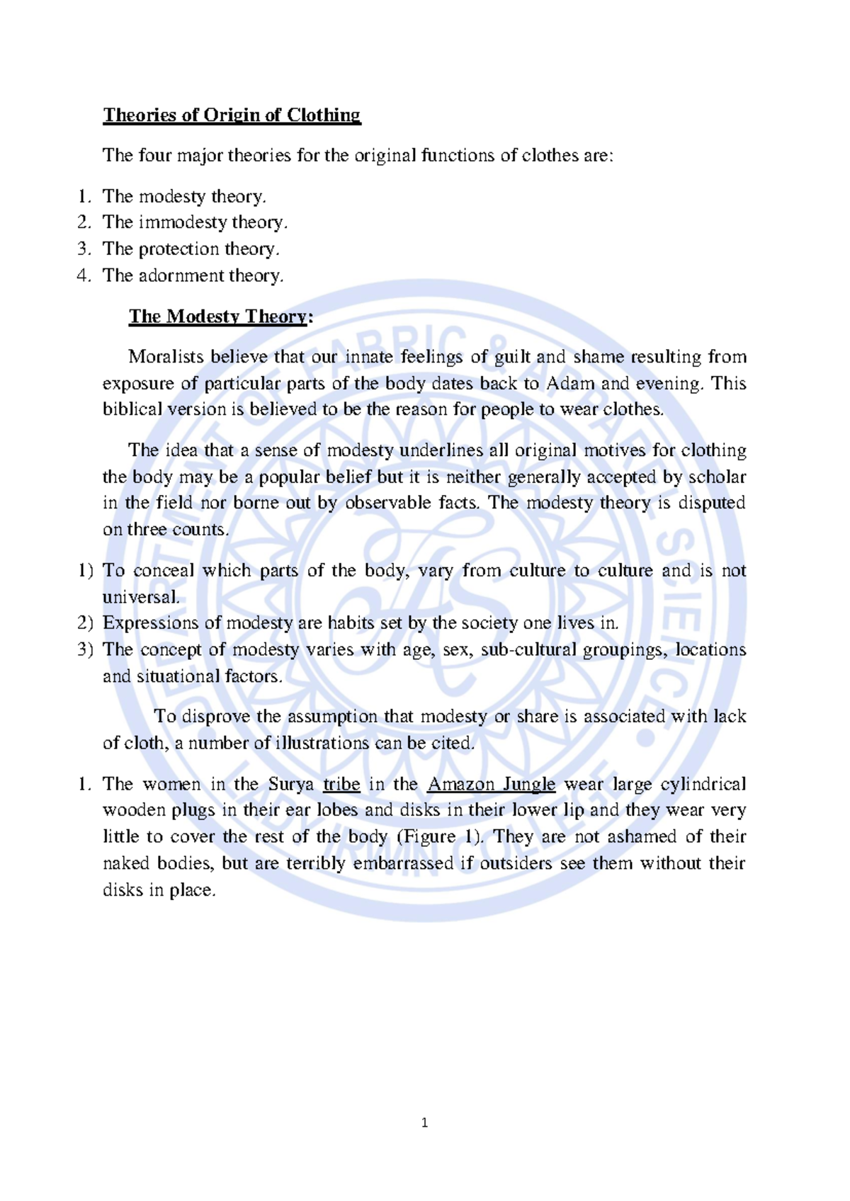 Theories of Origin of Clothing: Modesty, Immodesty, Protection ...