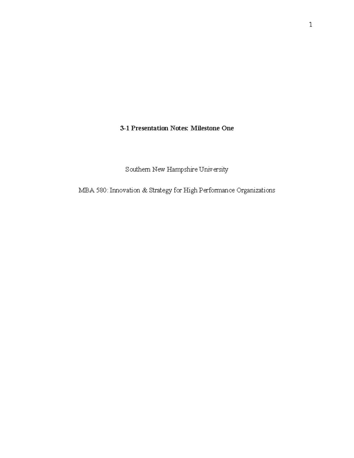 MBA 580 Milestone One Presentation: Innovation Strategies in Automotive ...