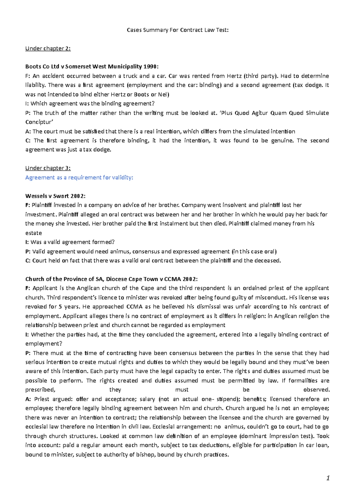 Unit 2 Summary: Foundations of Contract Law Concepts and Theories - Studocu