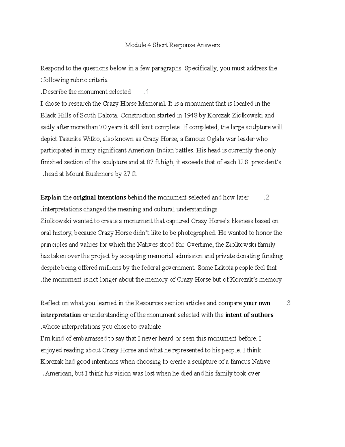 Module 4 Short Answers - Module 4 Short Response Answers Respond to the ...