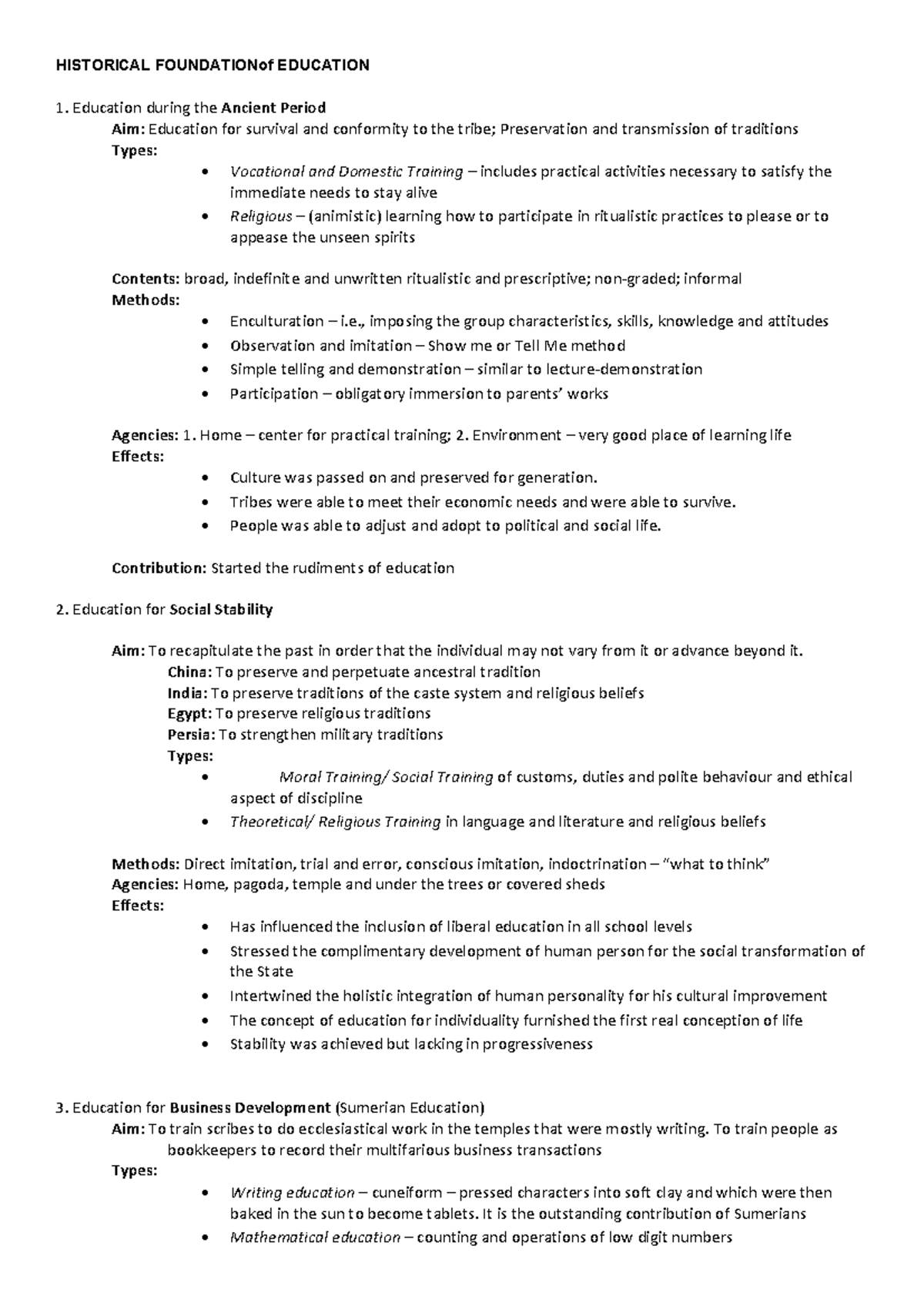Historical Foundations of Education: An Comprehensive Overview - Studocu