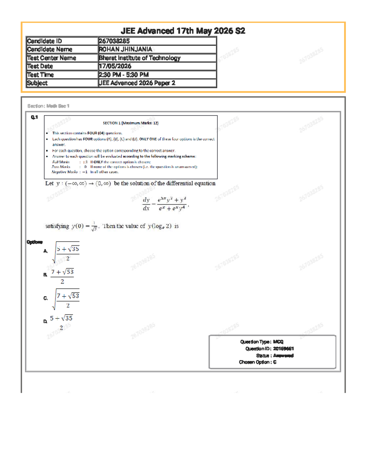 JEE Advanced 2026 Paper 2 Math & Physics Exam Details - Studocu