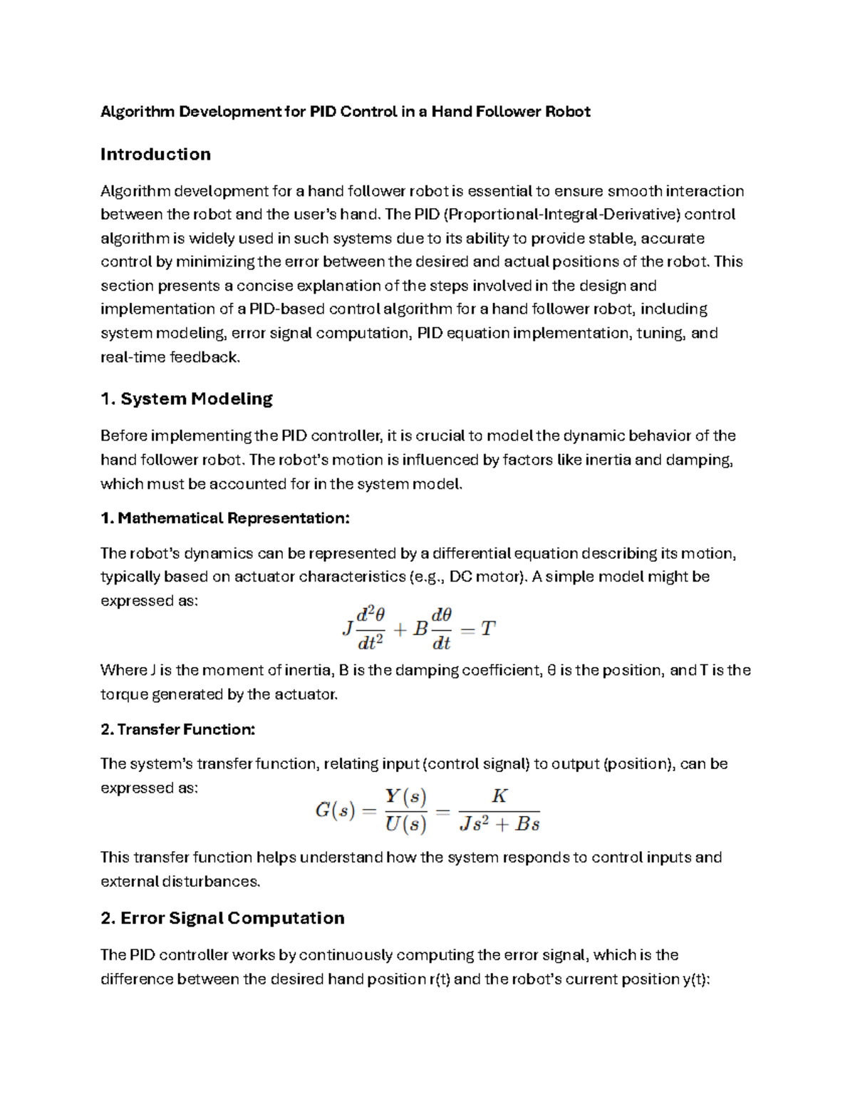 Algorithm The Pid Proportional Integral Derivative Control