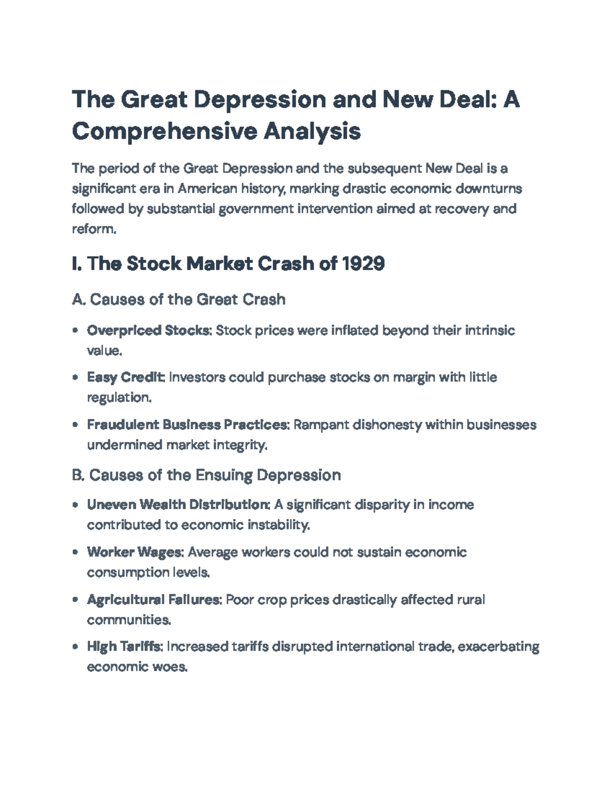 Great Depression and New Deal: Historical Overview and Analysis - The ...